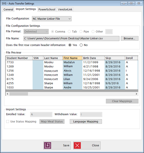 Import Students/Adults